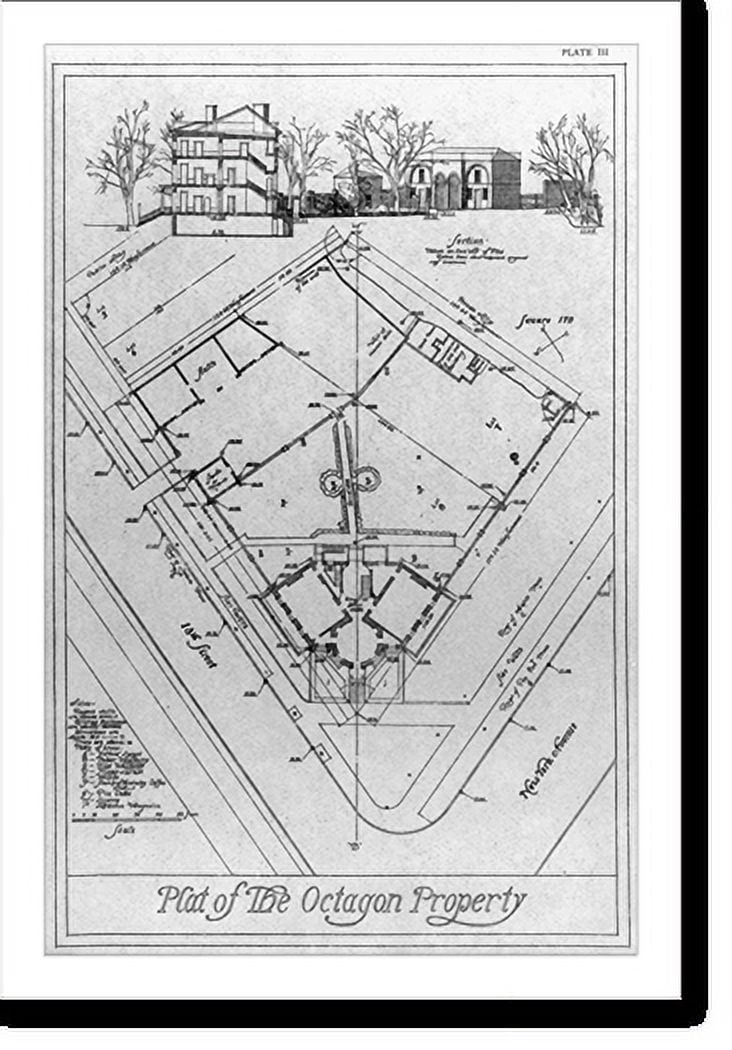 Historic Print, [Repro. of 9 architectural drawings of Octagon house ...