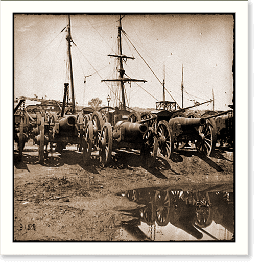 Historic Print, Richmond Va. Captured siege guns at Rocketts; different ...