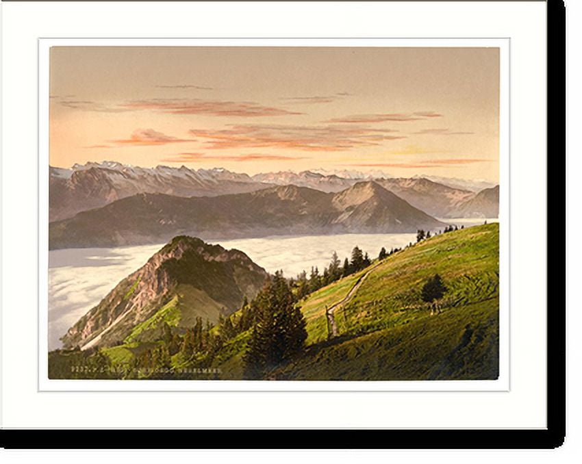 Historic Print, Rigi Scheidegg and Lake Lucerne Rigi Switzerland, 18" x ...