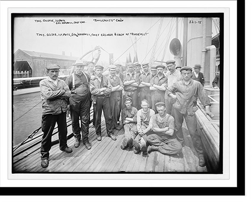 Historic Print, Roosevelt's crew: 1st Mate Gushie, Chief Eng. Wardwill ...