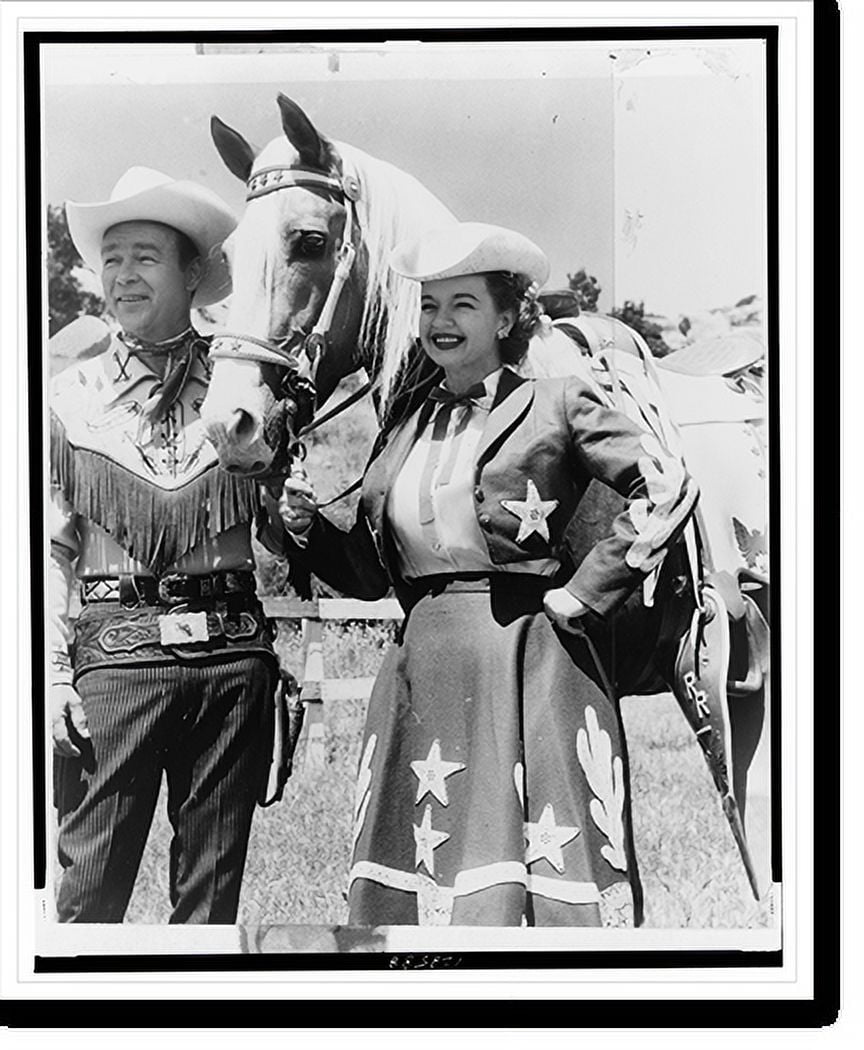 Historic Print, [Roy Rogers standing with wife Dale Evans and his horse Trigger, three quarter ...