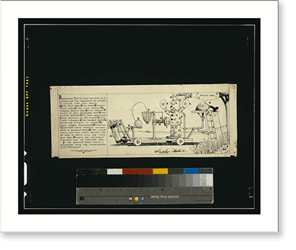 Historic Print, [Rube Goldberg's inventions]. Professor Butts puts his ...