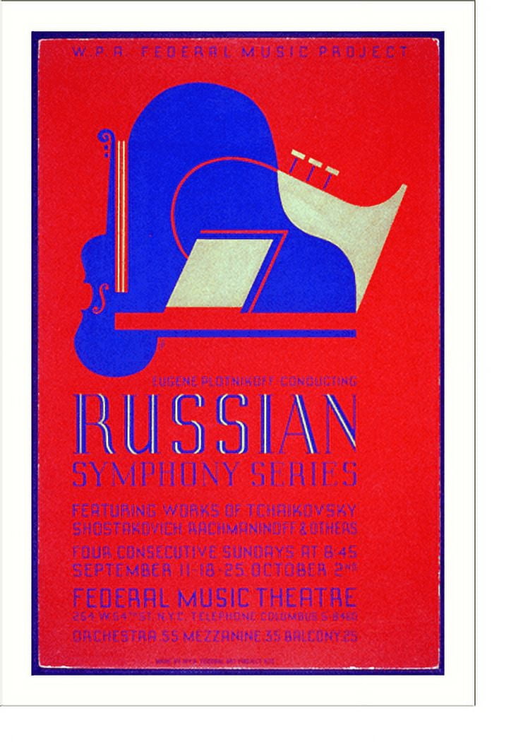 Historic Print, Russian symphony series, Eugene Plotnikoff conducting ...