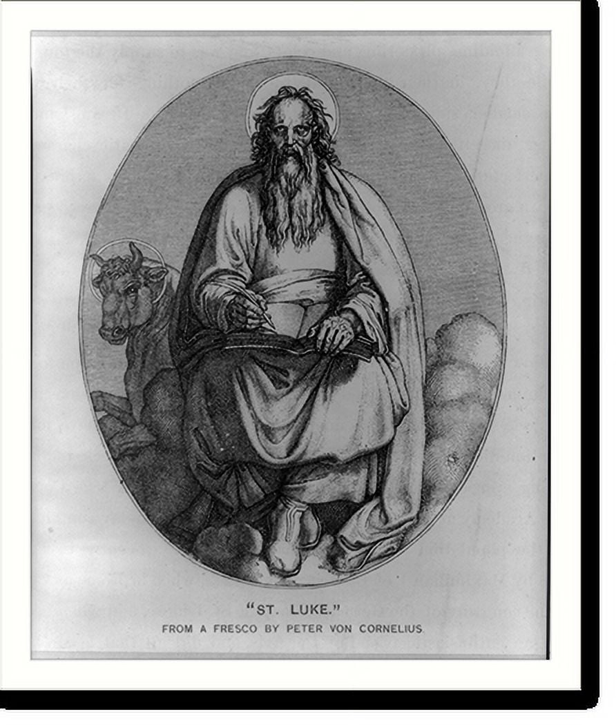 Historic Print, [Saint Luke, full-length portrait, seated, writing ...