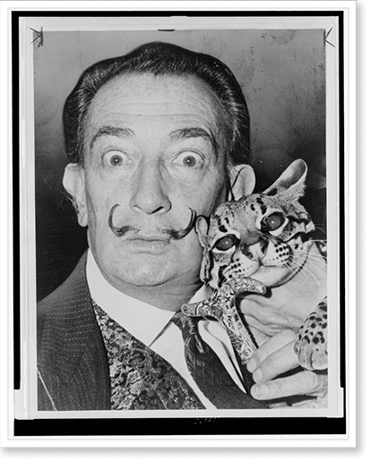 Historic Print, Salvatore Dali with ocelot friend at St Regis.World ...