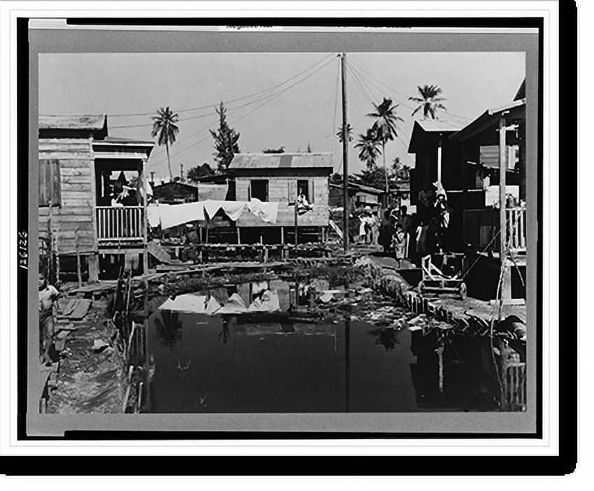 Historic Print, San Juan, Puerto Rico. In the slum area called El ...