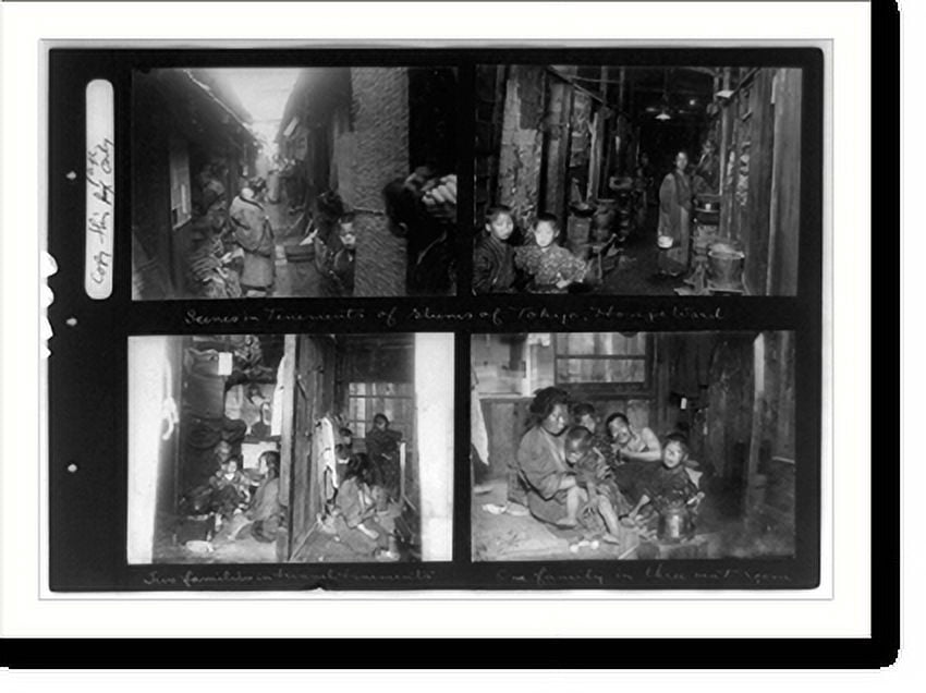 Historic Print, Scenes in tenements of slums of Tokyo, Honjo Ward; two ...