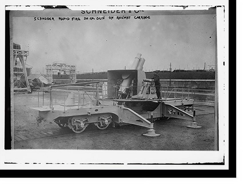 Historic Print, Schneider Rapid Fire 20 cm.Gun on Railway Carriage, 16 ...