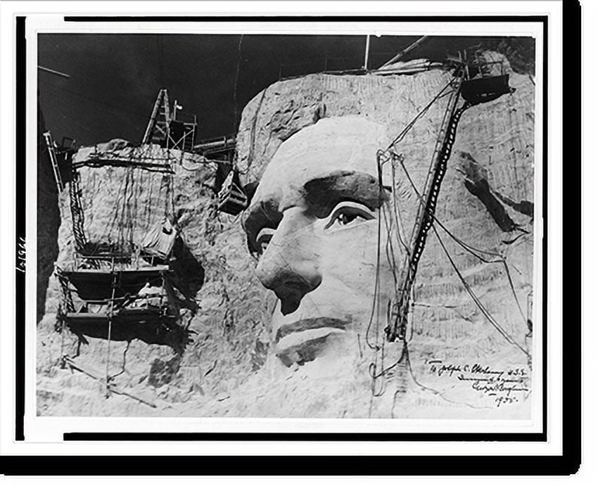 Historic Print, [Sculpted face of Abraham Lincoln and construction ...