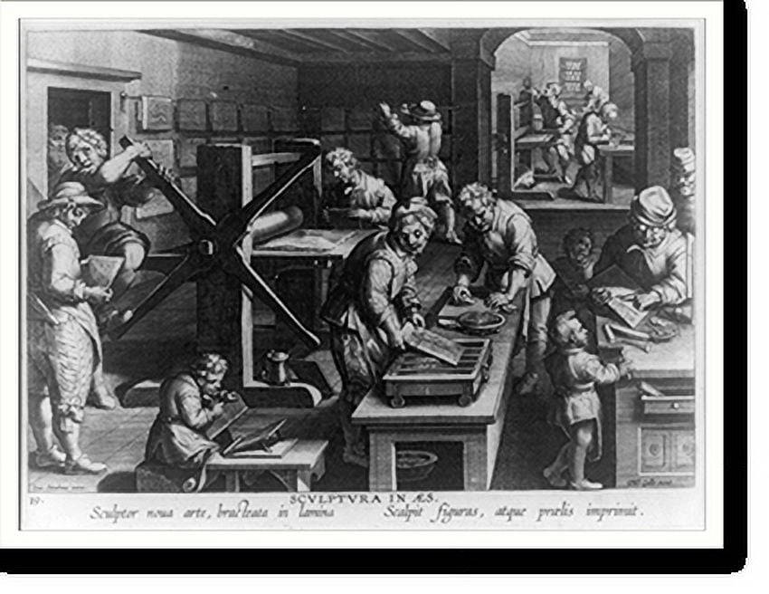 Historic Print, Sculptura in æs.Ioan Stradanus invent. ; Phls Galle ...