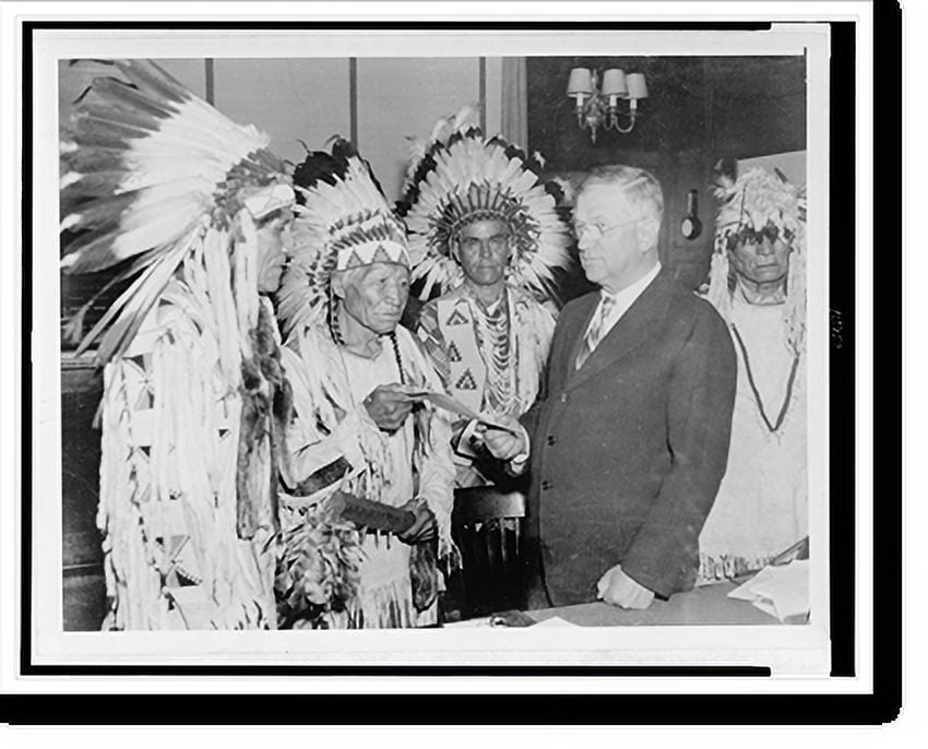 Historic Print, [Secretary of Interior Harold Ickes handing first ...