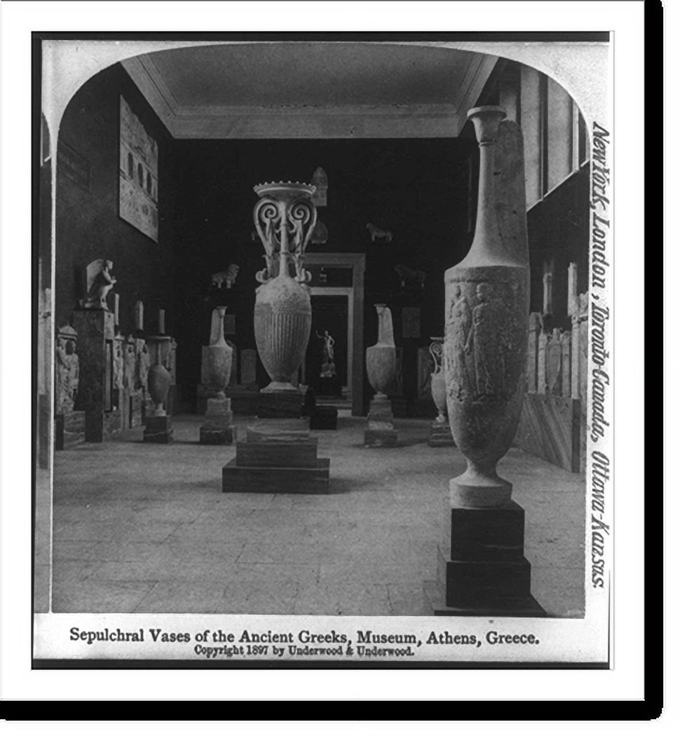 Historic Print, Sepulchral vases of the ancient greeks, museum, Athens ...