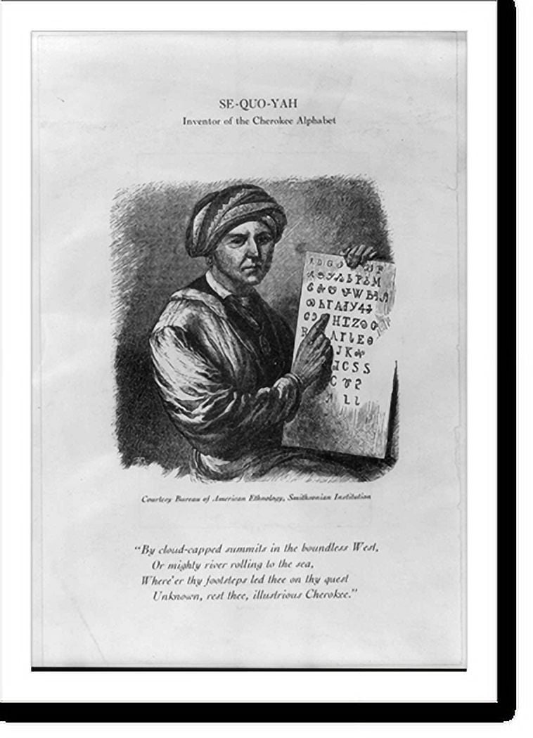 Historic Print, Sequoyah, inventor of the Cherokee alphabet, 18" x 24 ...