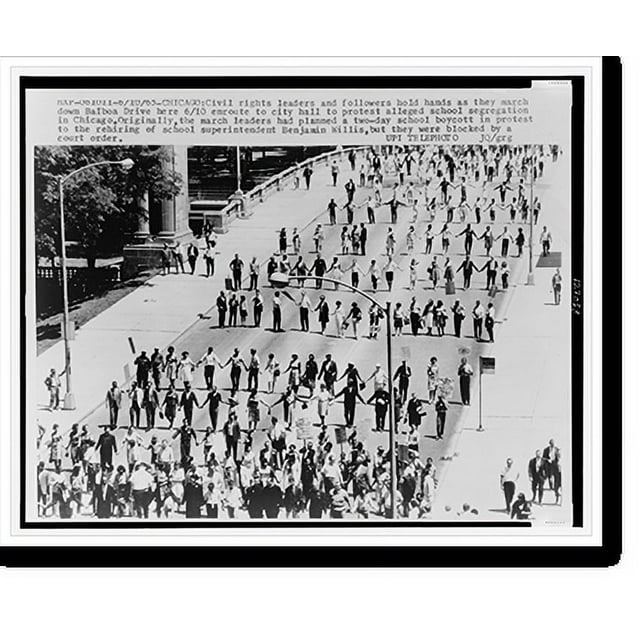 Historic Print, [Several rows of civil rights activists, many holding ...