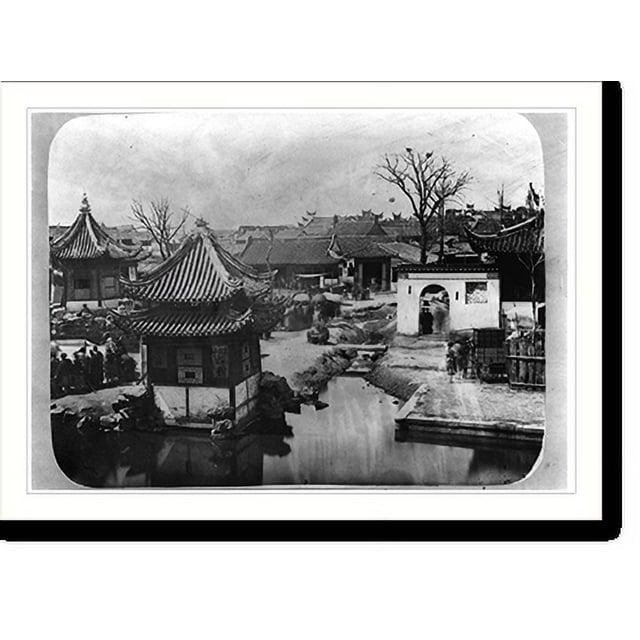 Historic Print, Shanghai, China - View of the bund inside the wall, 16 ...