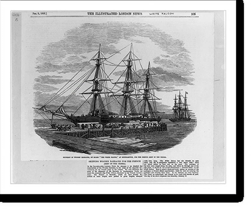 Historic Print, Shipment of wooden barracks, on board THE WHITE FALCON ...