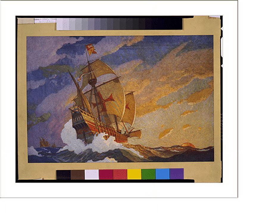 Historic Print, [Ships of Christopher Columbus at sea].N.C. Wyeth, 1927 ...