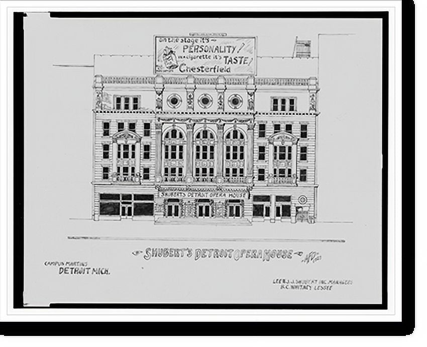 Historic Print, [Shubert's Detroit Opera House, Campus Martins, Detroit ...