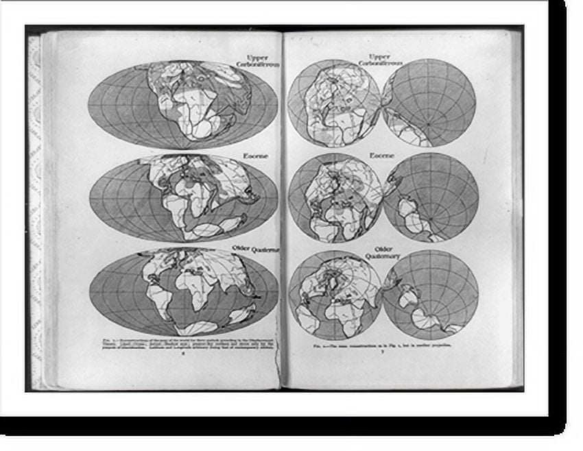 Historic Print, [Six maps of the earth, from the Upper Carboniferous ...