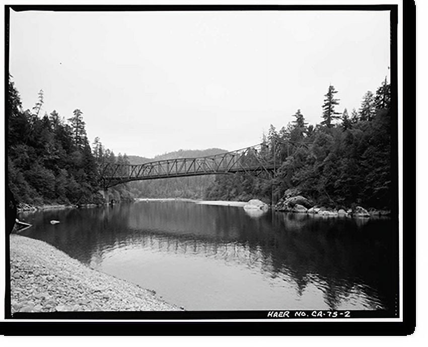 Historic Print, Smith River Bridge, CA State Highway 199 Spanning Smith ...