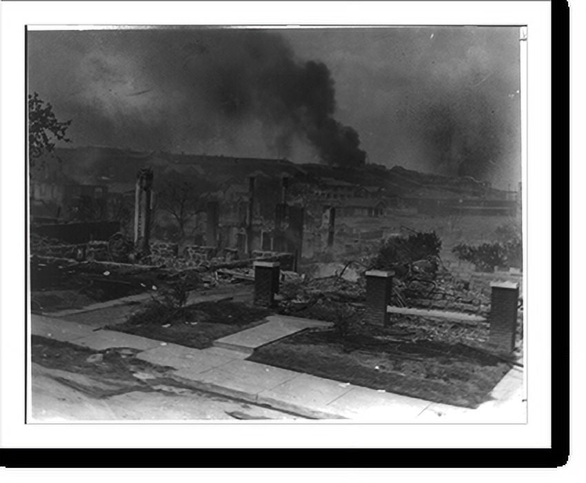 Historic Print, [Smoldering ruins of African American's homes following ...