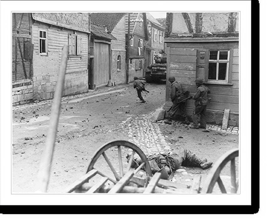 Historic Print, Soldiers of the 6th Armored Division dodging sniper ...