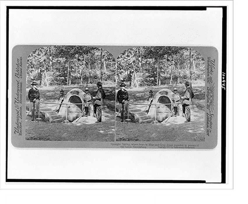 Historic Print, Spangler Spring, where boys in blue and gray drank ...