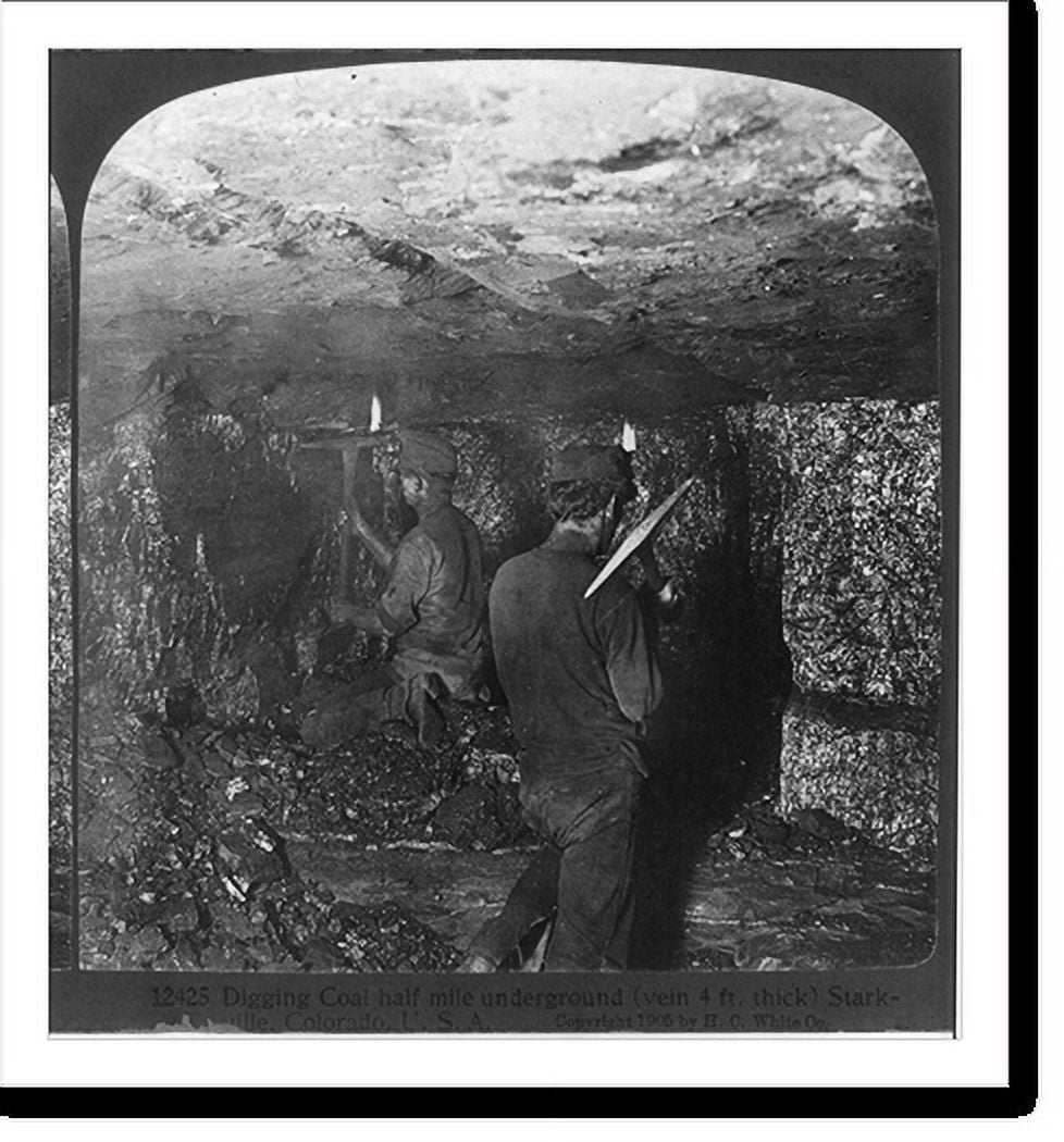 Historic Print, Starkville, Colorado: Digging coal half mile ...