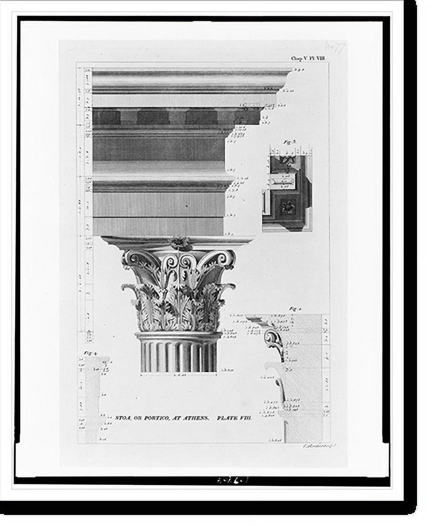 Historic Print, Stoa, or portico, at Athens.E. Rooker sculpt., 16" x 20 ...