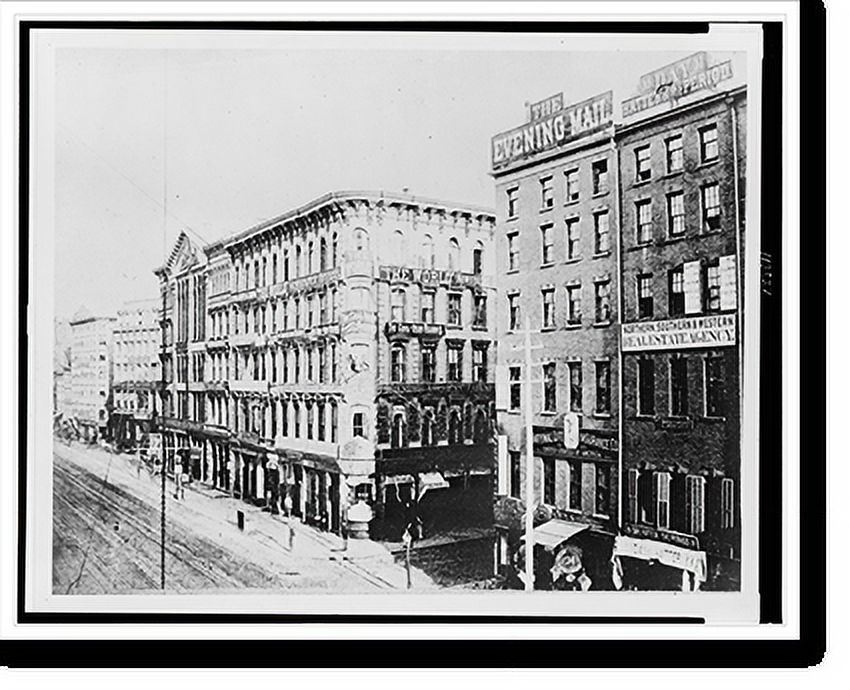 Historic Print, [Street scene showing The World" newspaper office ...