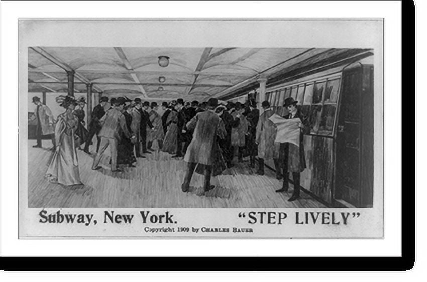 Historic Print, Subway, New York. Step lively"", 18" x 24" - Walmart.com