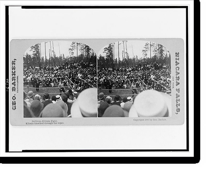Historic Print, Sullivan-Kilrain fight. Kilrain knocked through the ...