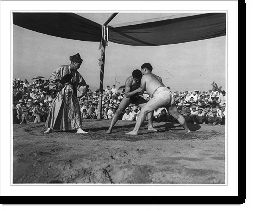 Historic Print, Sumo wrestling; referee in traditional dress, 16" x 20 ...