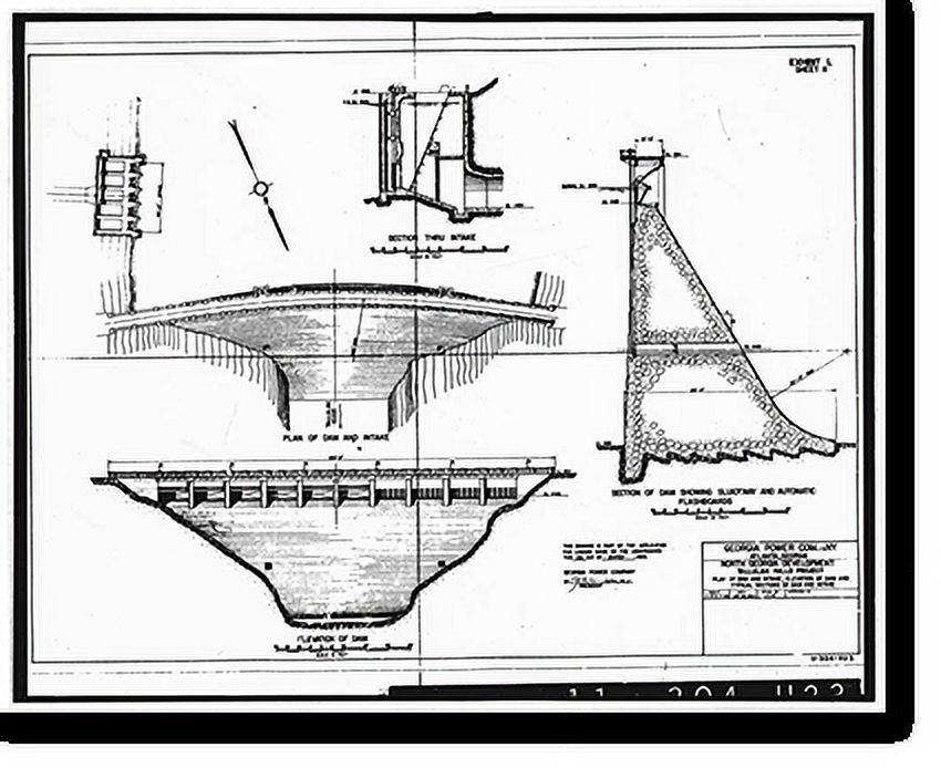Historic Print, Tallulah Falls Dam, Spanning Tallulah Falls River on U ...