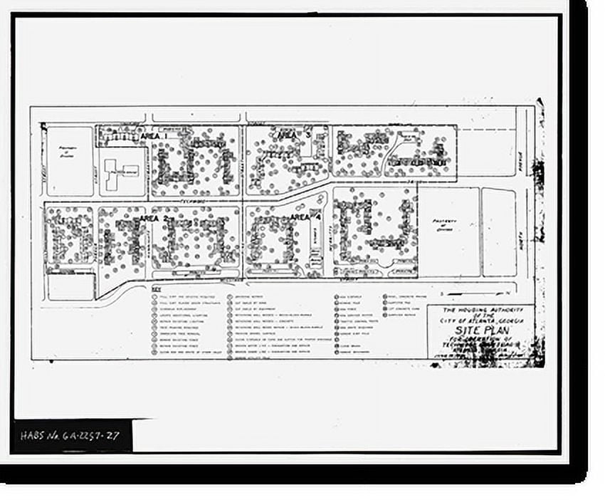 Historic Print, Techwood Homes (Public Housing), Bounded by North ...