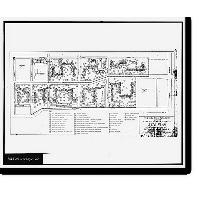 Historic Print, Techwood Homes (Public Housing), Bounded by North ...