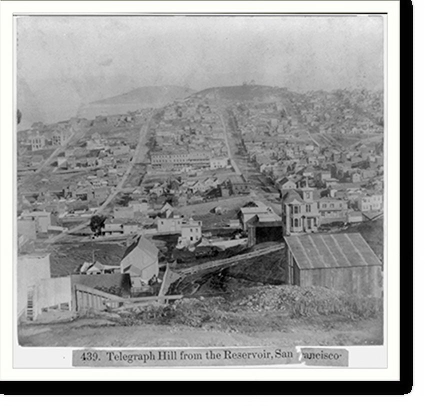 Historic Print, Telegraph Hill from the Reservoir, San Francisco, 16" x ...
