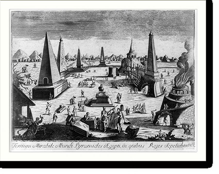 Historic Print, Tertium mirabile mundi pyramides aegypti in quibus ...