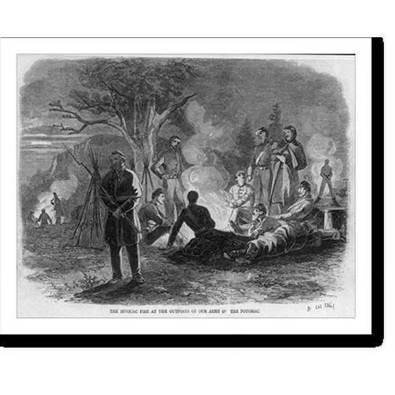 Historic Print, The Bivouac Fire at the Outposts of our Army of the ...