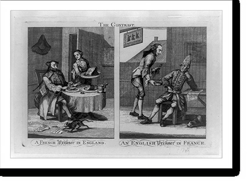 Historic Print, The Contrast a French prisoner in England, an English ...