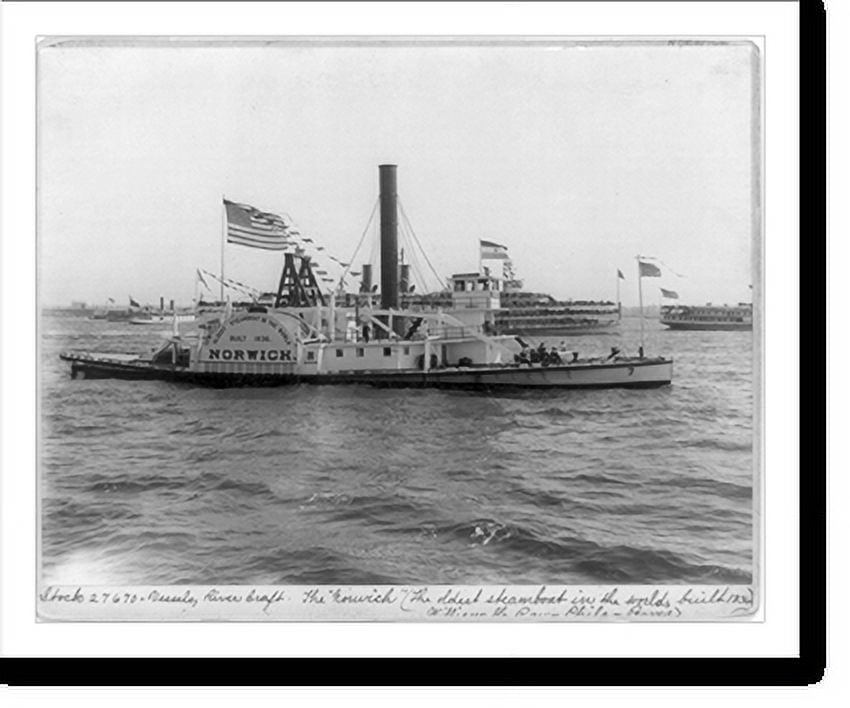 Historic Print, The Norwich, the oldest steamboat in the world, built ...
