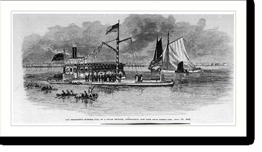 Historic Print, The President's funeral car, on a steam lighter ...