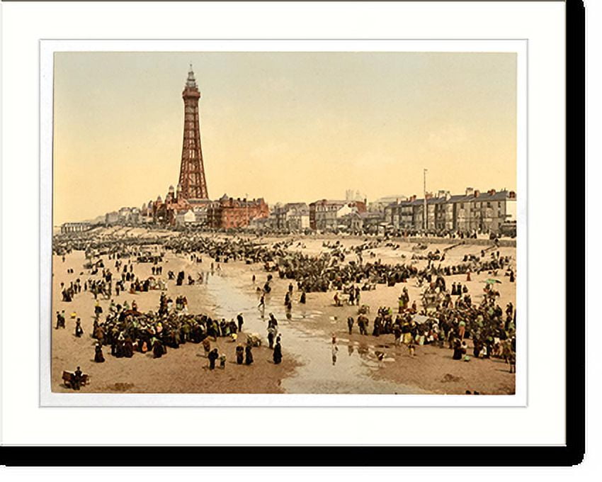 Historic Print, The Promenade and Tower from South Pier Blackpool ...