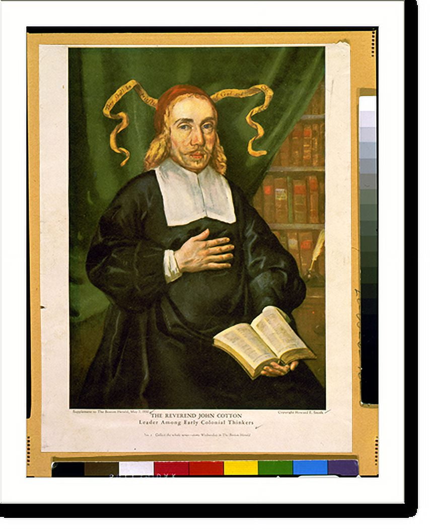 Historic Print, The Reverend John Cotton, leader among early colonial ...