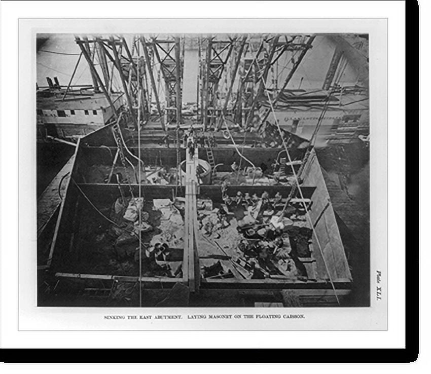 Historic Print, The St. Louis Bridge: Sinking East Abutment. Laying ...