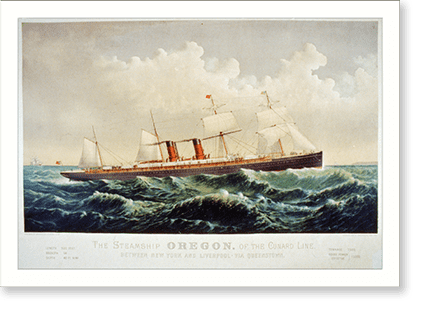 Historic Print, The Steamship Oregon, of the Cunard Line, between New ...