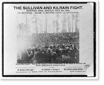 Historic Print, The Sullivan and Kilrain fight. Richburg, Miss., Monday ...