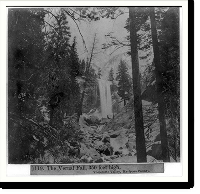 Historic Print, The Vernal Fall, 350 feet high, Yosemite Valley ...