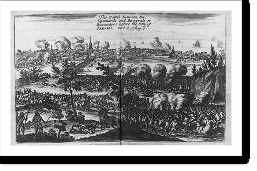 Historic Print, The battel between the Spaniards and the pyrats or ...
