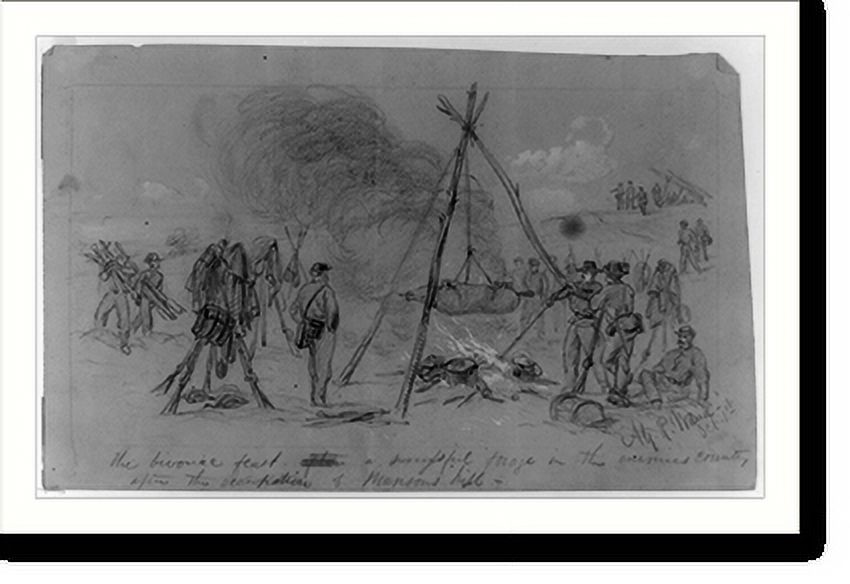 Historic Print, The bivouac feast after a successful forage in the ...